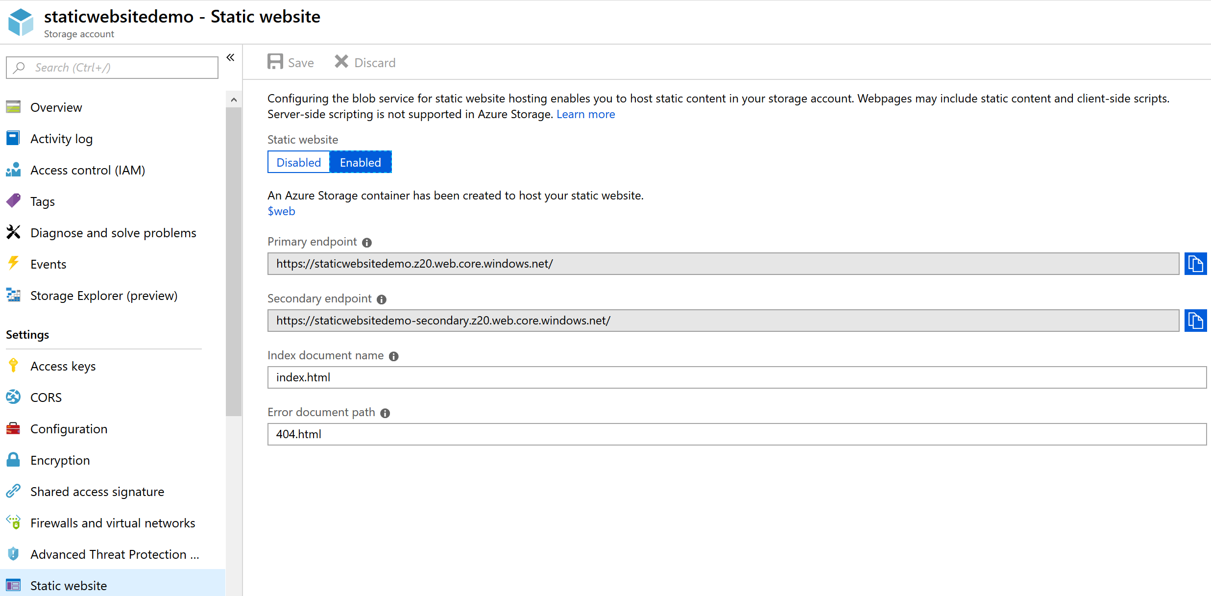 Static website hosting on Azure Static website hosting on Azure